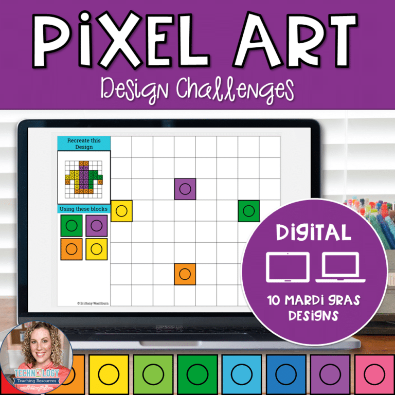 Mardi Gras Pixel Art with Counting Cubes