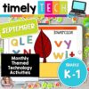 K-1 Timely Tech September Themed Computer Lab Lessons