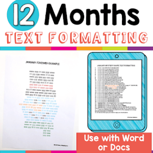 Text Formatting Activities for the Computer Lab or Classroom
