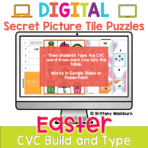 CVC Words Easter Digital Secret Picture Tile Puzzles