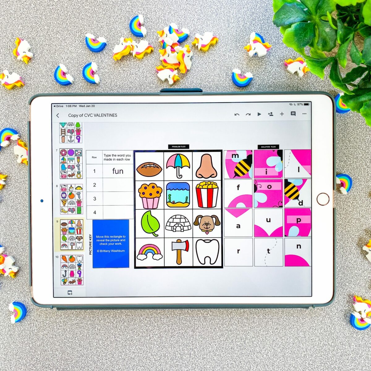 CVC Words Valentine's Day Digital Secret Picture Tile Puzzles