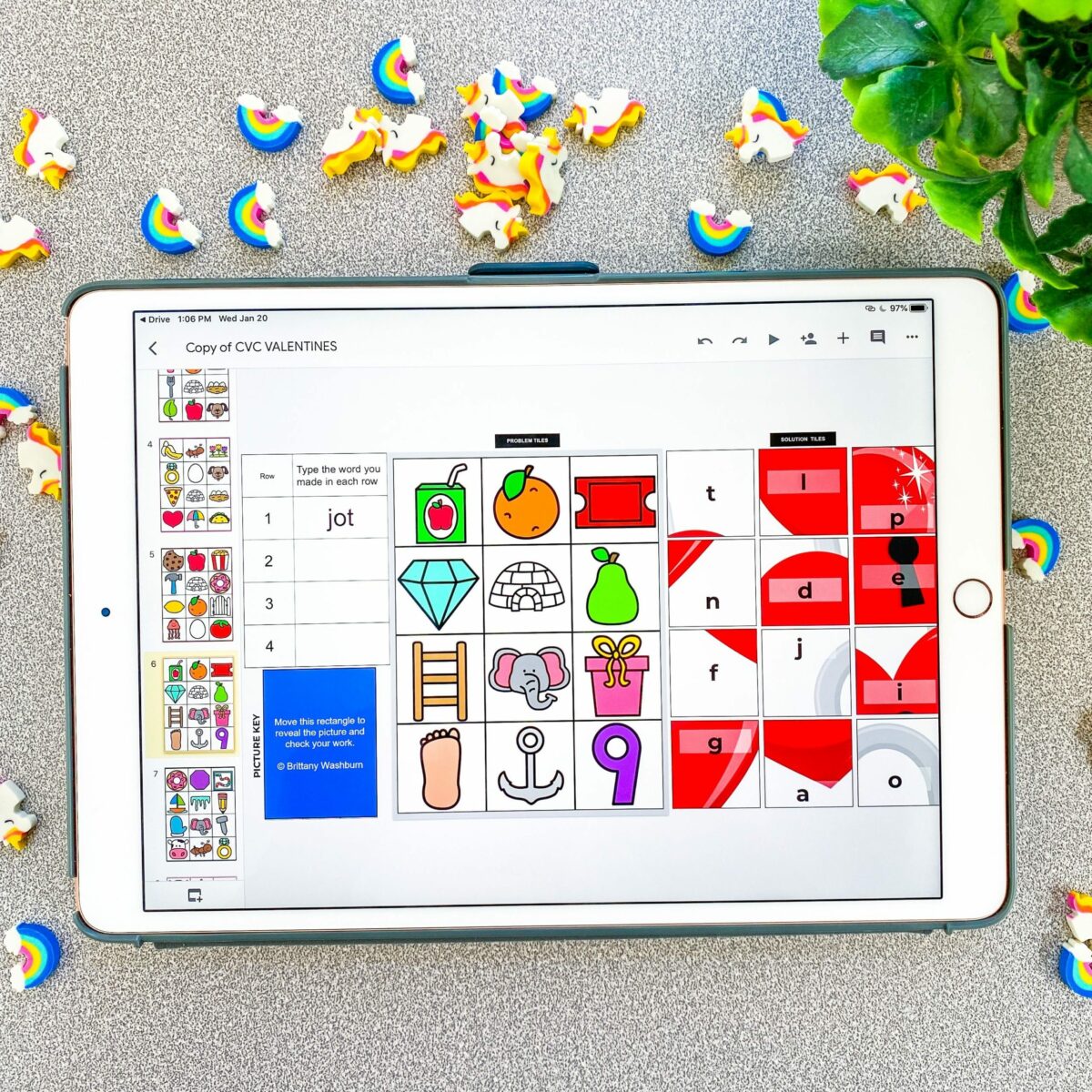 CVC Words Valentine's Day Digital Secret Picture Tile Puzzles