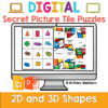 2D and 3D Shapes Digital Secret Picture Tile Puzzles