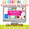 CVC Words Christmas Theme Digital Secret Picture Tiles