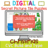 CVC Words Christmas Theme Digital Secret Picture Tiles