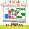 CVC Words Christmas Theme Digital Secret Picture Tiles
