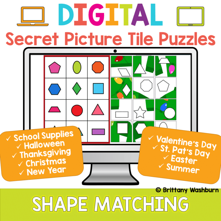Shape Matching Holidays Digital Secret Picture Tile Puzzles