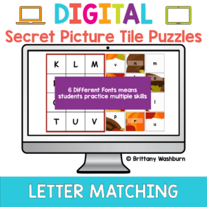 Alphabet Letter Matching Digital Secret Picture Tile Puzzles
