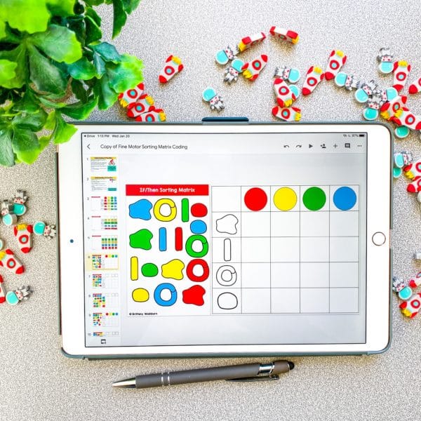 Sorting Matrix Coding Fine Motor