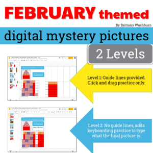February Themed Digital Mystery Picture Puzzles