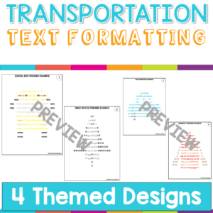 Transportation Themed Text Formatting Activities