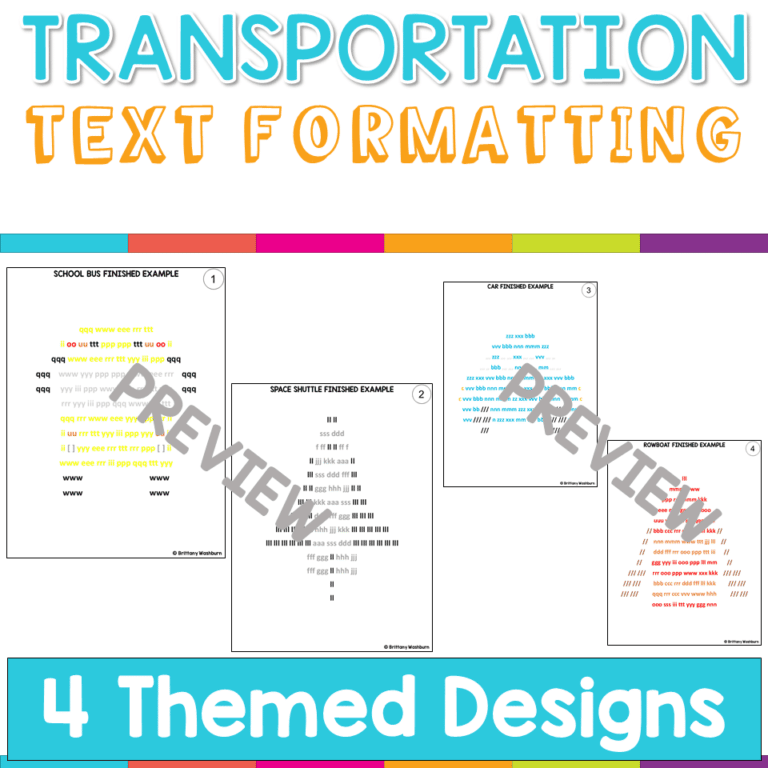 Transportation Themed Text Formatting Activities