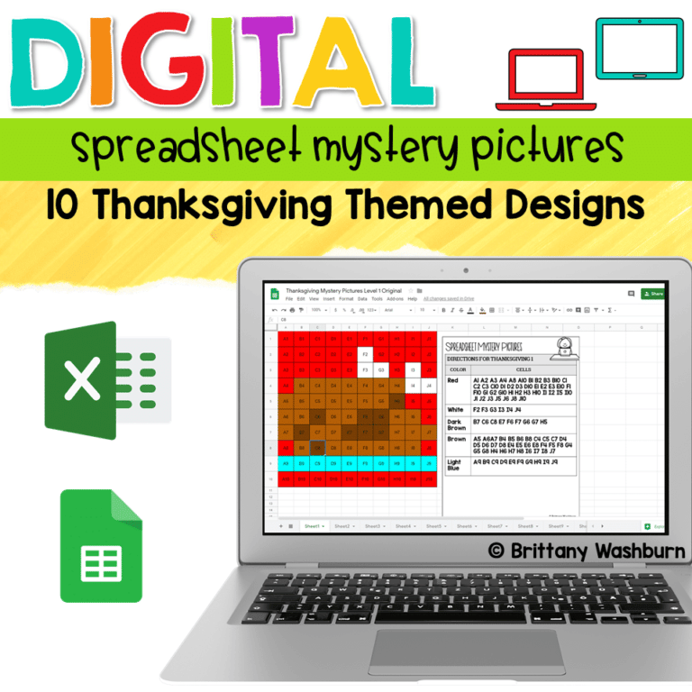 Digital Sheets/Excel Mystery Pictures | Thanksgiving Theme
