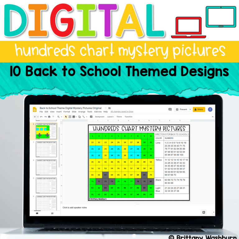 Digital Hundreds Chart Mystery Pictures | Back to School Theme