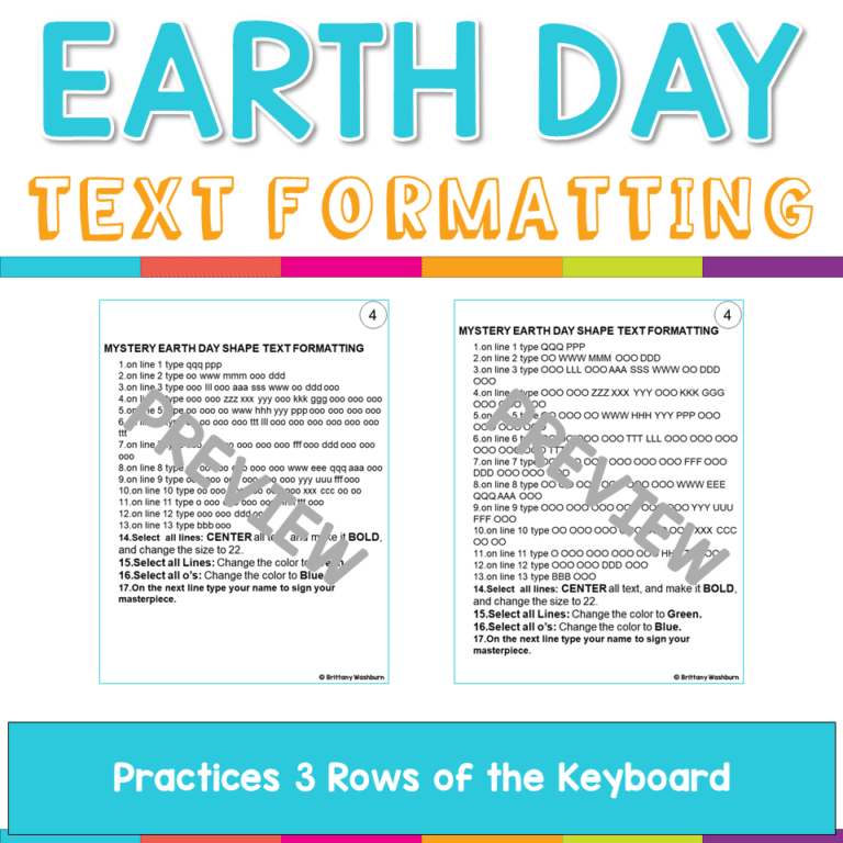 Earth Day Themed Text Formatting Activities