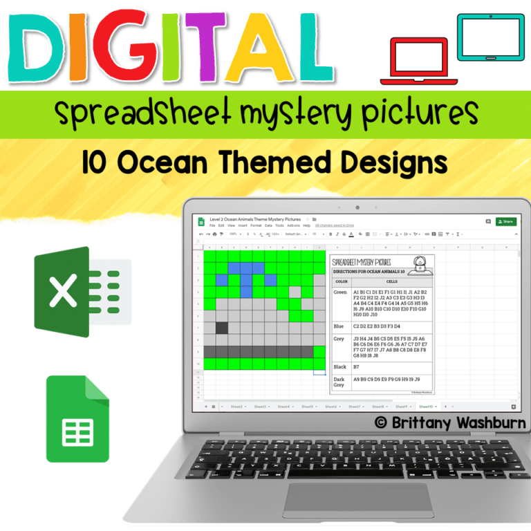Digital Sheets/Excel Mystery Pictures | Ocean Theme