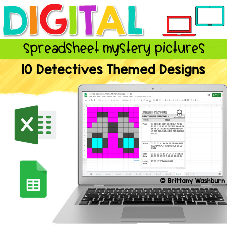 Digital Sheets/Excel Mystery Pictures | Detectives Theme