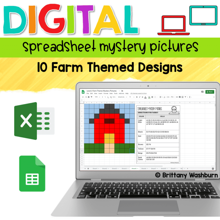 Digital Sheets/Excel Mystery Pictures | Farm Theme