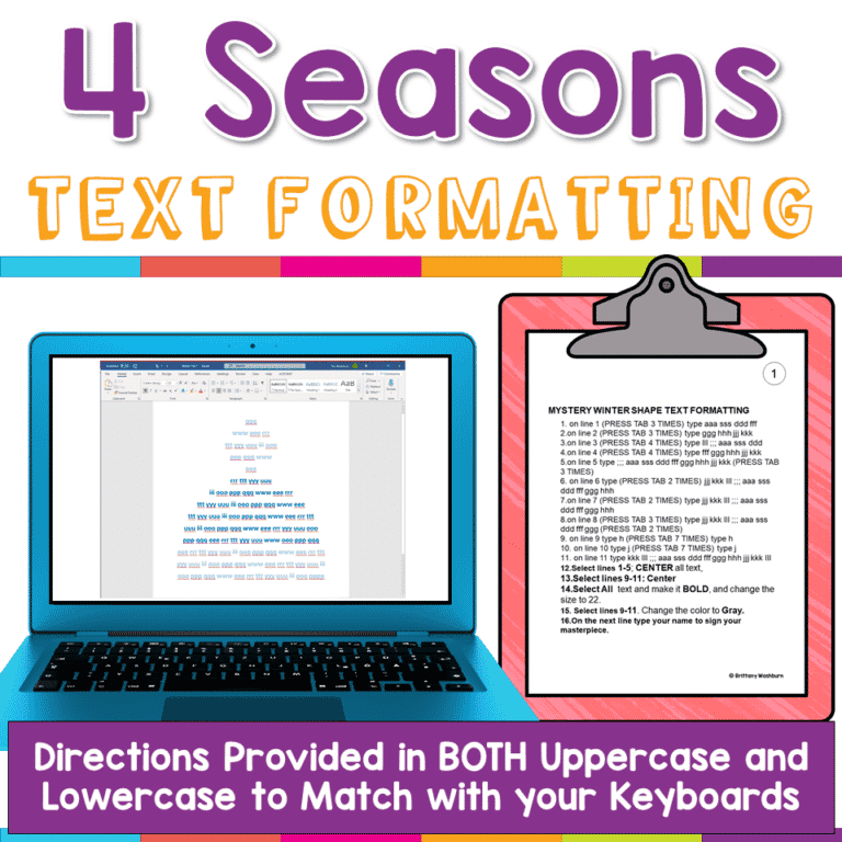 4 Seasons Text Formatting Activities