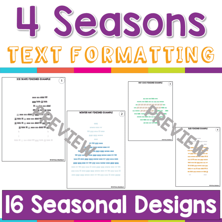4 Seasons Text Formatting Activities