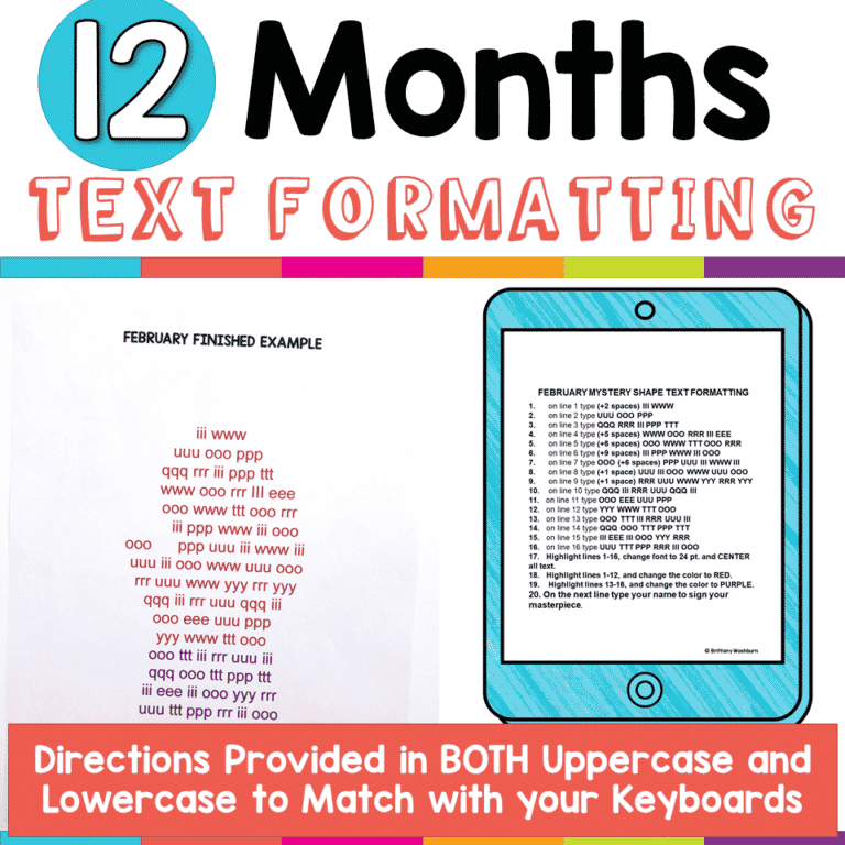 Text Formatting Activities for the 12 Months