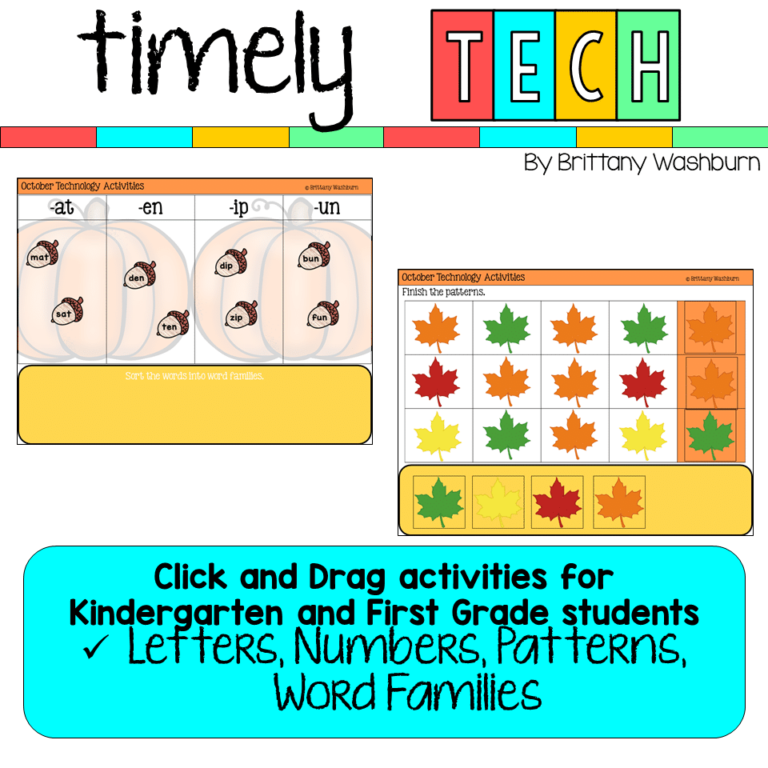 K-1 Timely Tech October Themed Computer Lab Lessons