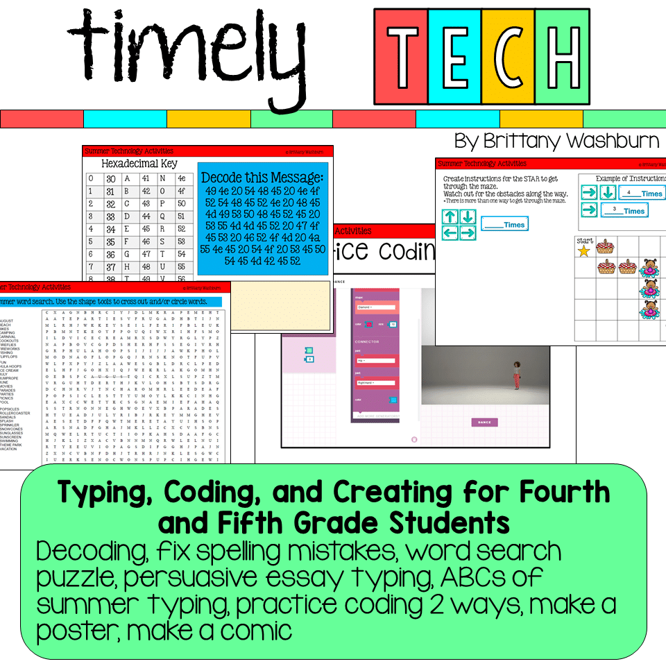 Grades 4-5 Timely Tech: Summer Themed Computer Lab Lessons