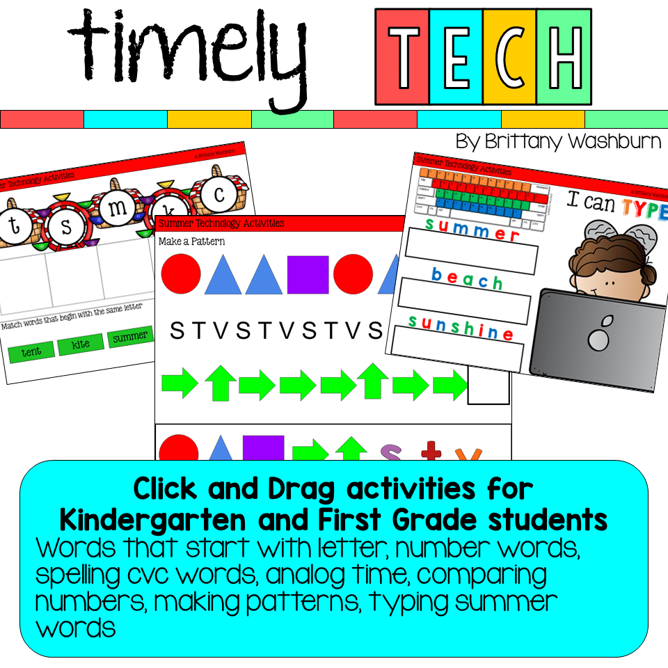 K-1 Timely Tech Summer Themed Computer Lab Lessons