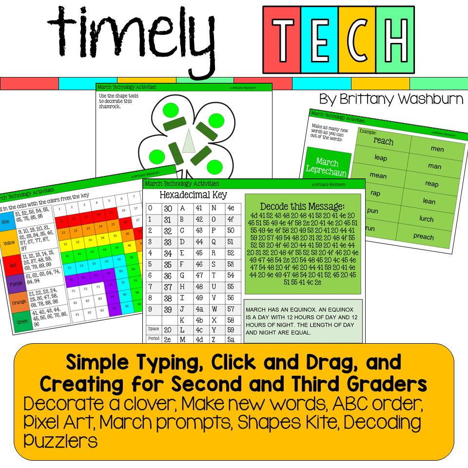 Grades 2-3 Timely Tech: March Themed Computer Lab Lessons