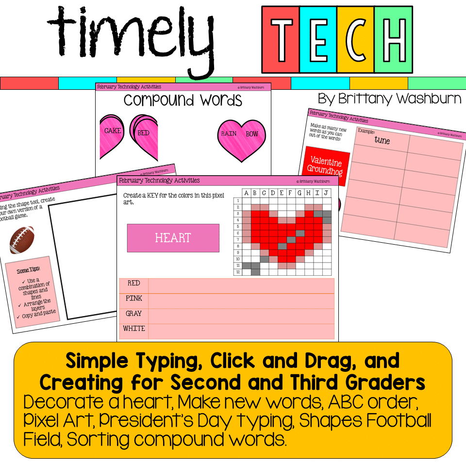 Grades 2-3 Timely Tech: February Themed Computer Lab Lessons
