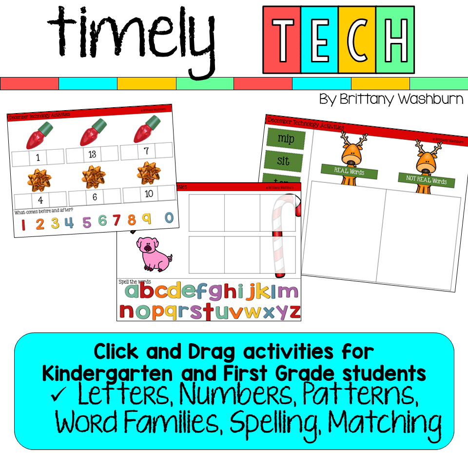 K-1 Timely Tech December Themed Computer Lab Lessons