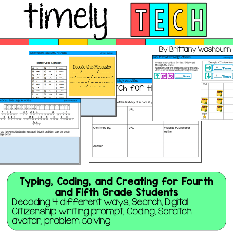 Grades 4-5 Timely Tech: Back to School Themed Computer Lab Lessons