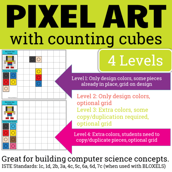 Superhero Theme Pixel Art with Counting Cubes