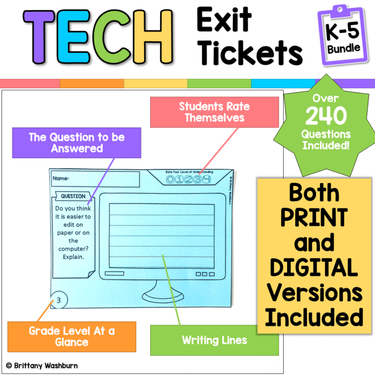Tech Exit Tickets for Grades K-5 BUNDLE