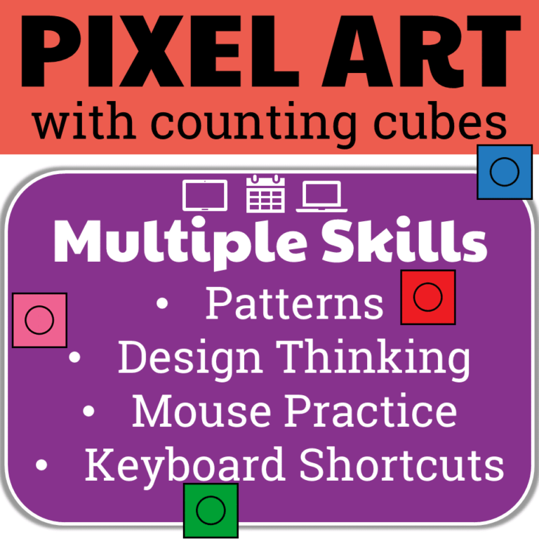 Mardi Gras Pixel Art with Counting Cubes