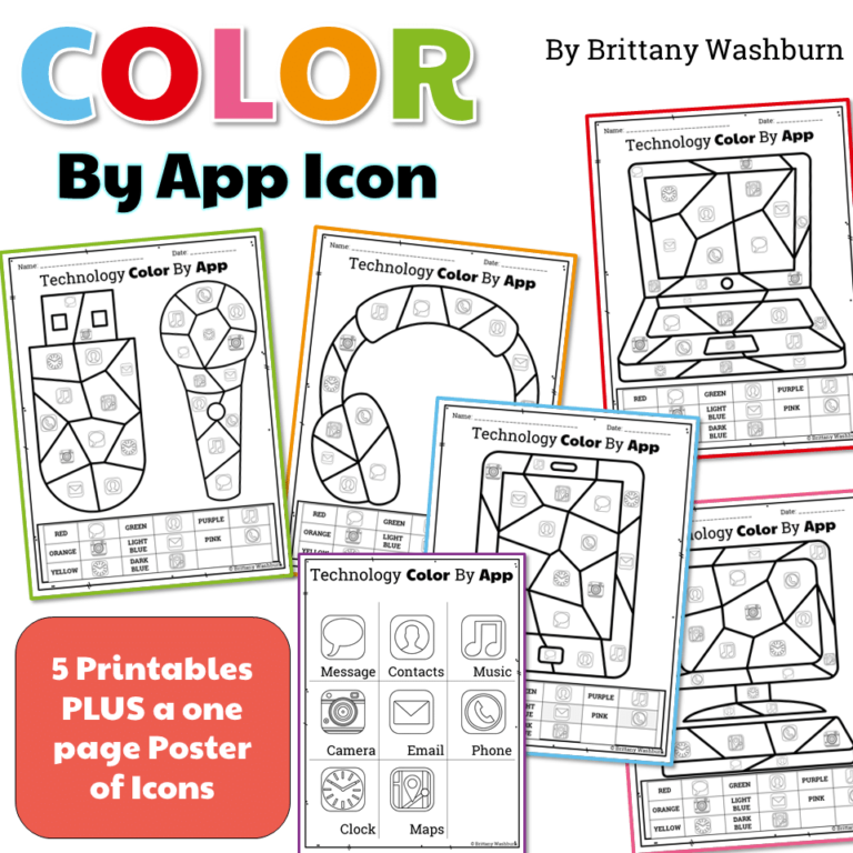 Technology Color By App Icons Printables