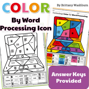 Technology Color By Word Processing Icons Printables