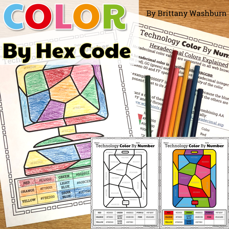 Technology Color By Code Worksheets Bundle