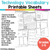 Technology Vocabulary Worksheets 3-5