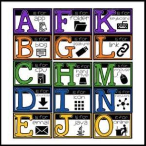 Technology Themed Decor Alphabet Line