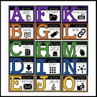 Technology Themed Decor Alphabet Line