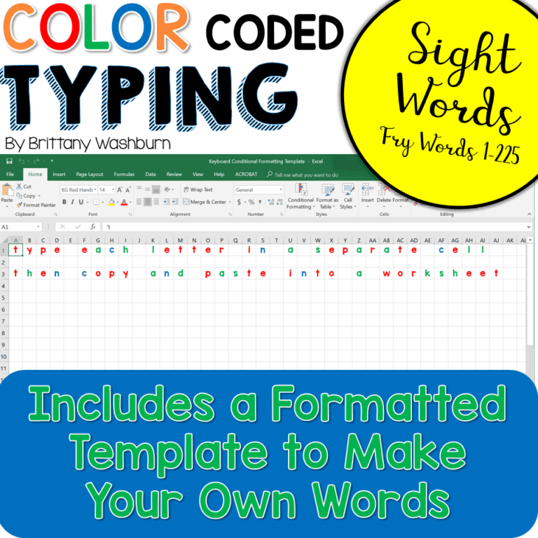 Color Coded Typing - Sight Words