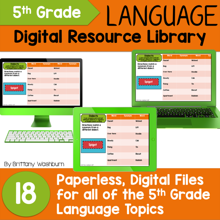 5th Grade Language Standards Digital Resource Library