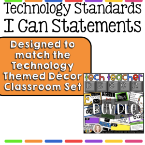 Technology I Can Statements for Grades K-2 - Tech Decor Theme