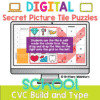 CVC Words School Digital Secret Picture Tile Puzzles