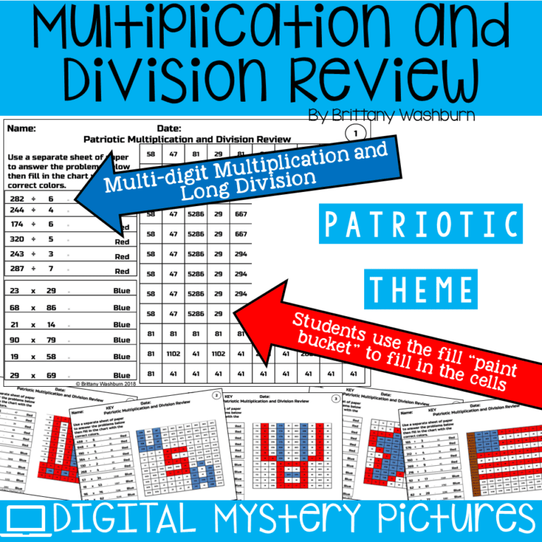 Patriotic Themed Multiplication and Division Practice DIGITAL Mystery ...