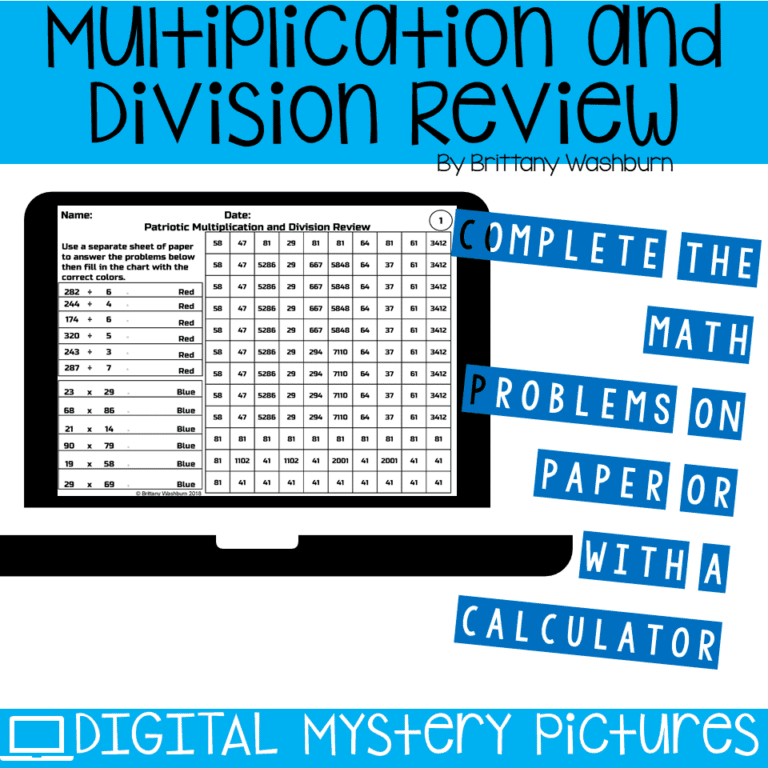Patriotic Themed Multiplication and Division Practice DIGITAL Mystery ...