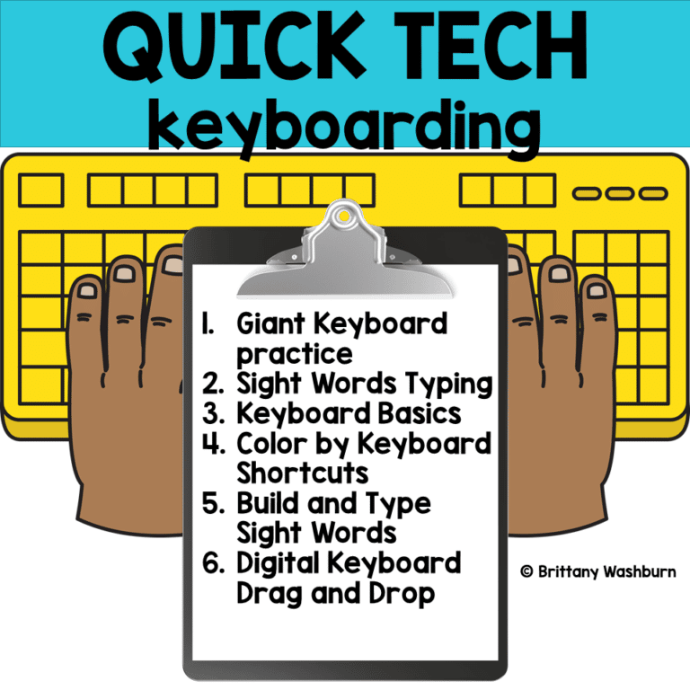 Keyboarding Practice Activities Quick Tech 1st Grade