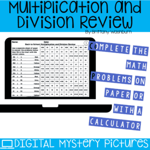 Back to School Multiplication and Division Practice DIGITAL Mystery ...