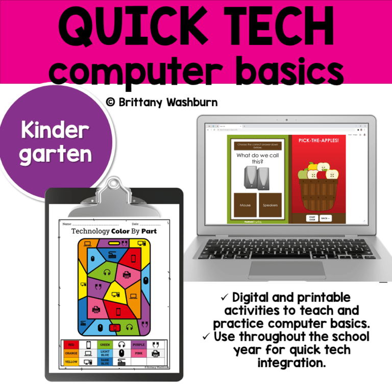 Computer Basics Activities Quick Tech Kindergarten
